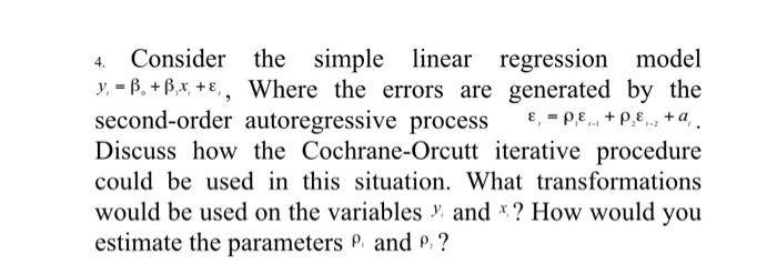 Solved 4 Consider The Simple Linear Regression Model 5283