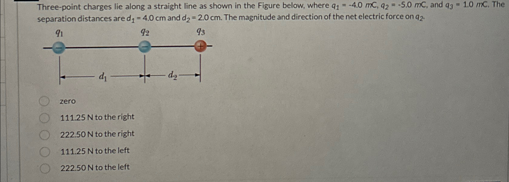 Solved Three-point charges lie along a straight line as | Chegg.com
