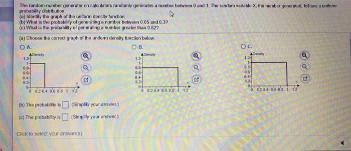 Solved The random-number generator on calculators randomly | Chegg.com