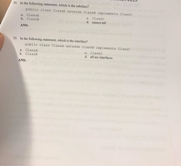 Solved In the following statement, which is the subclass? | Chegg.com