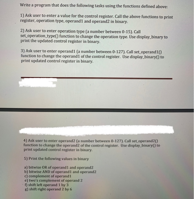 Solved This project makes use of bit-wise operators to write | Chegg.com
