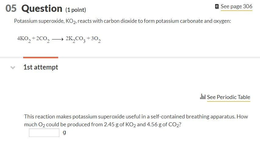 Solved 05 ﻿Question (1point)Potassium superoxide, KO2, | Chegg.com