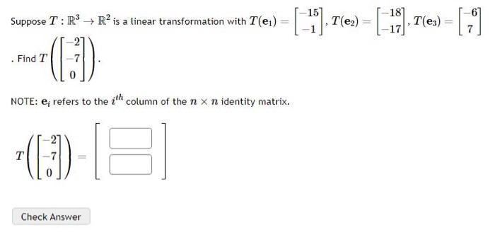 Solved Suppose T:R3→R2 is a linear transformation with | Chegg.com