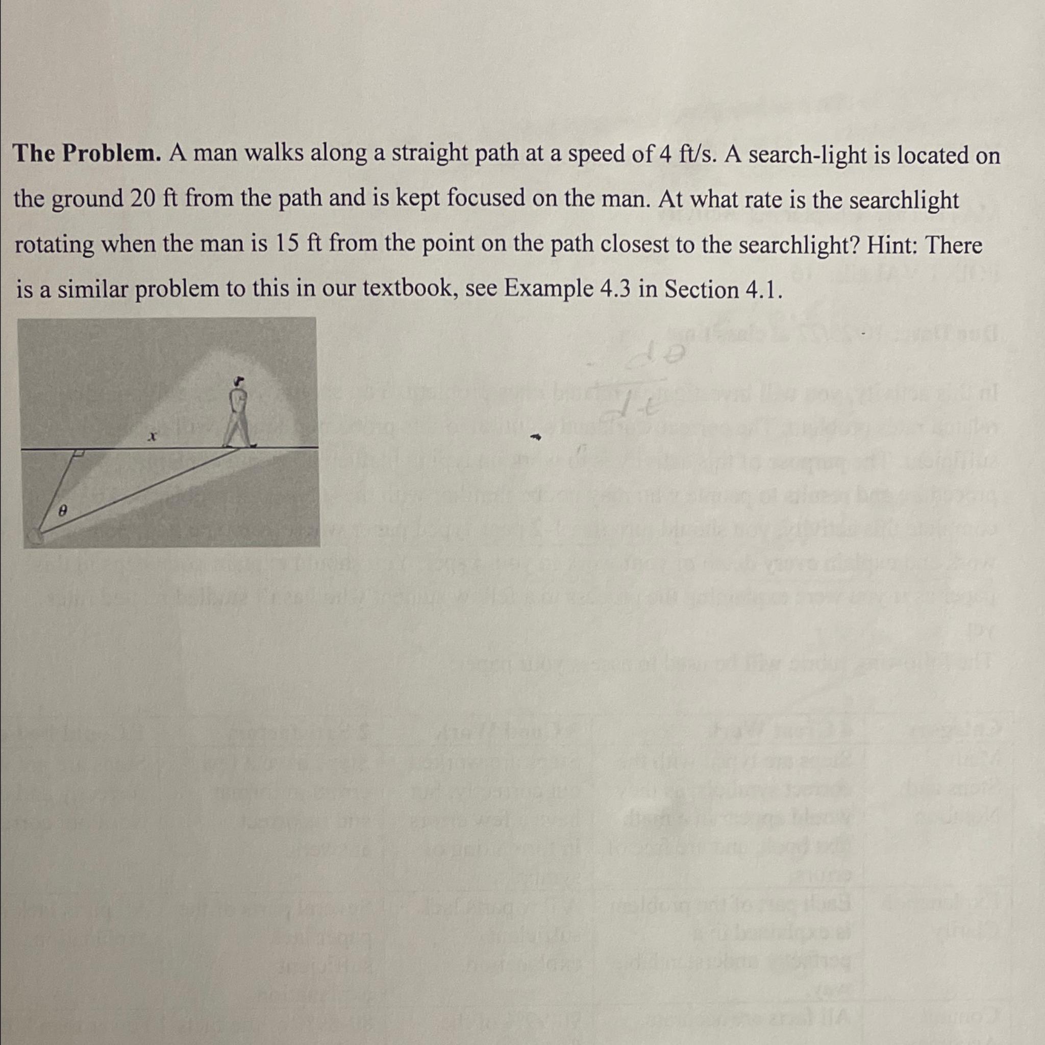 Solved The Problem. A man walks along a straight path at a | Chegg.com