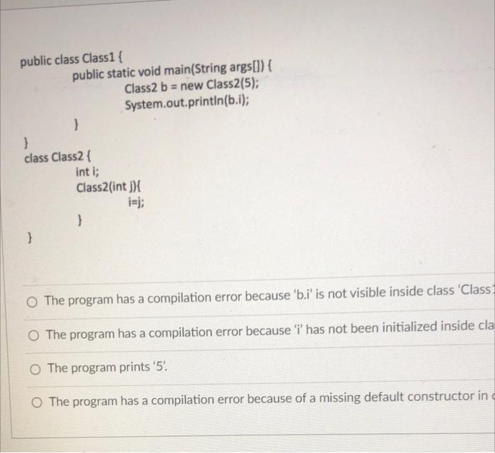 Solved public class Class1 { public static void main(String | Chegg.com