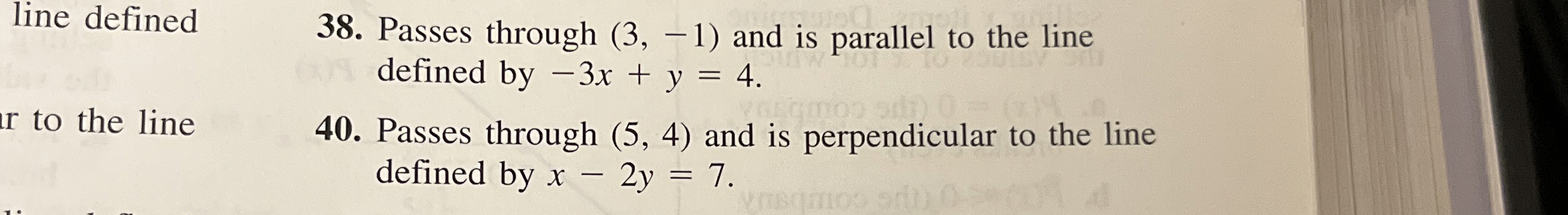 Solved Passes through (5,4) ﻿and is perpendicular to the | Chegg.com