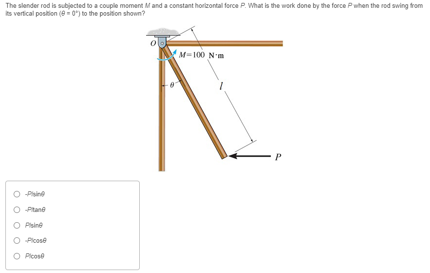 Solved The slender rod is subjected to a couple moment M | Chegg.com