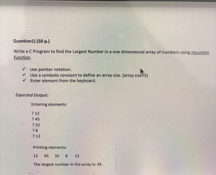 Solved Question1 50 P Write A C Program To Find The 1888