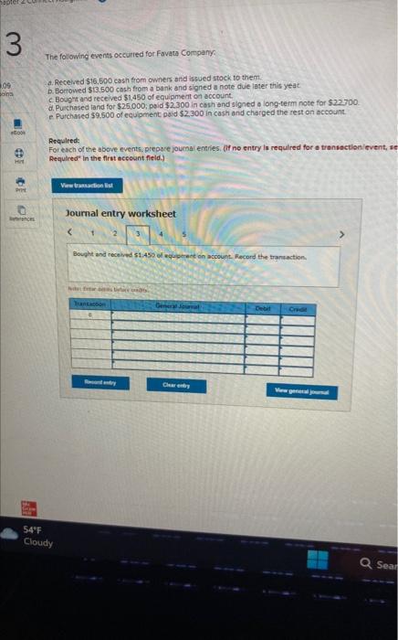 Solved The following events occurred for Favata Company: a. | Chegg.com