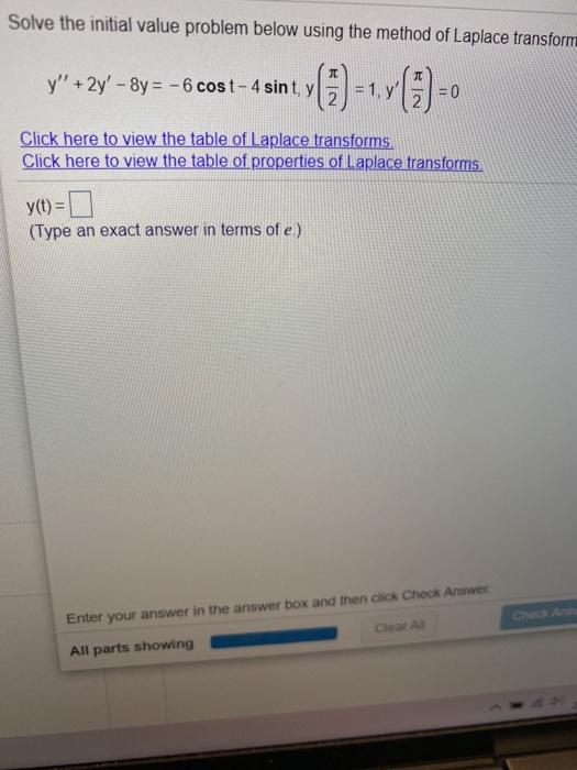 Solved Solve the initial value problem below using the | Chegg.com