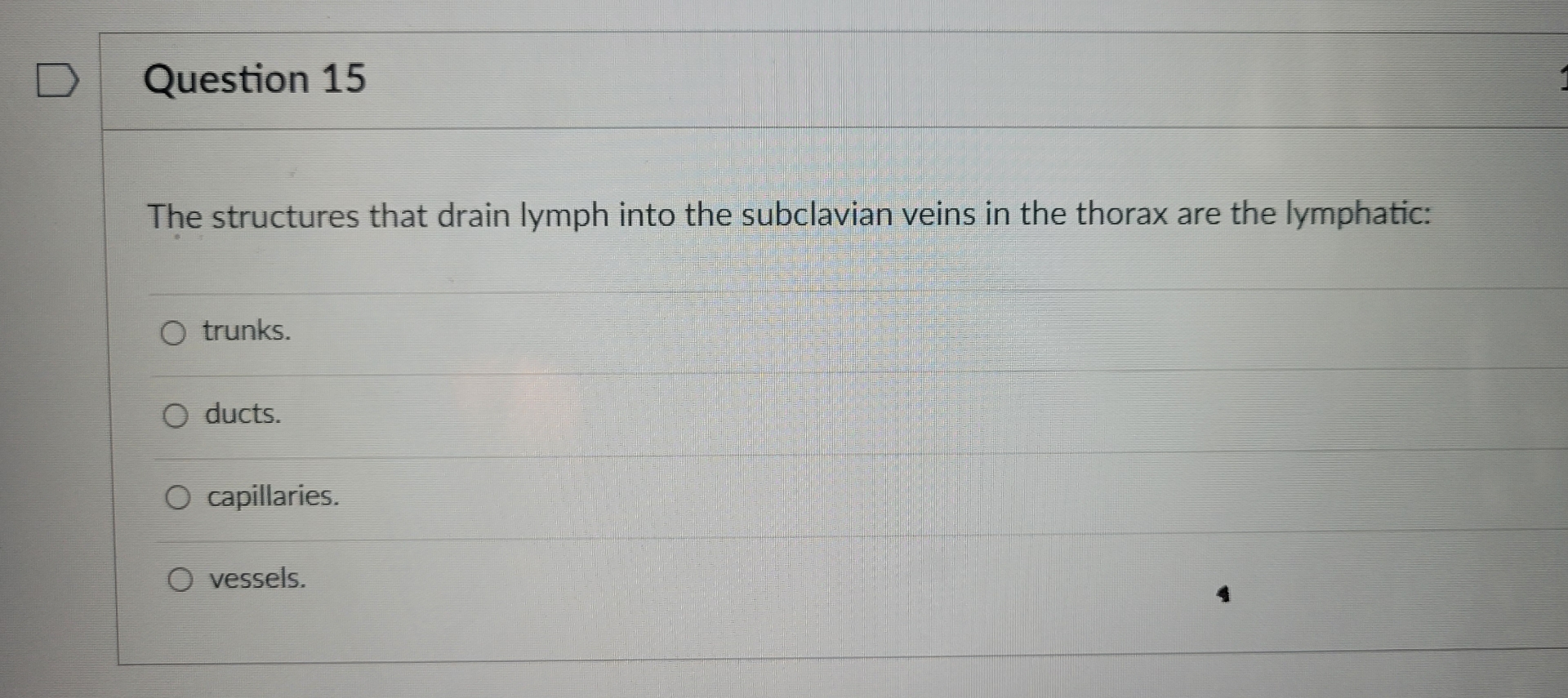 Solved Question 15The structures that drain lymph into the | Chegg.com