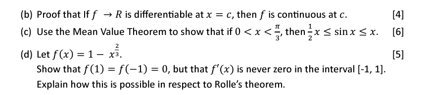 Solved (b) ﻿Proof that If f→R ﻿is differentiable at x=c, | Chegg.com
