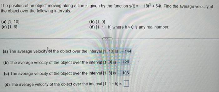 Solved The position of an object moving along a line is | Chegg.com