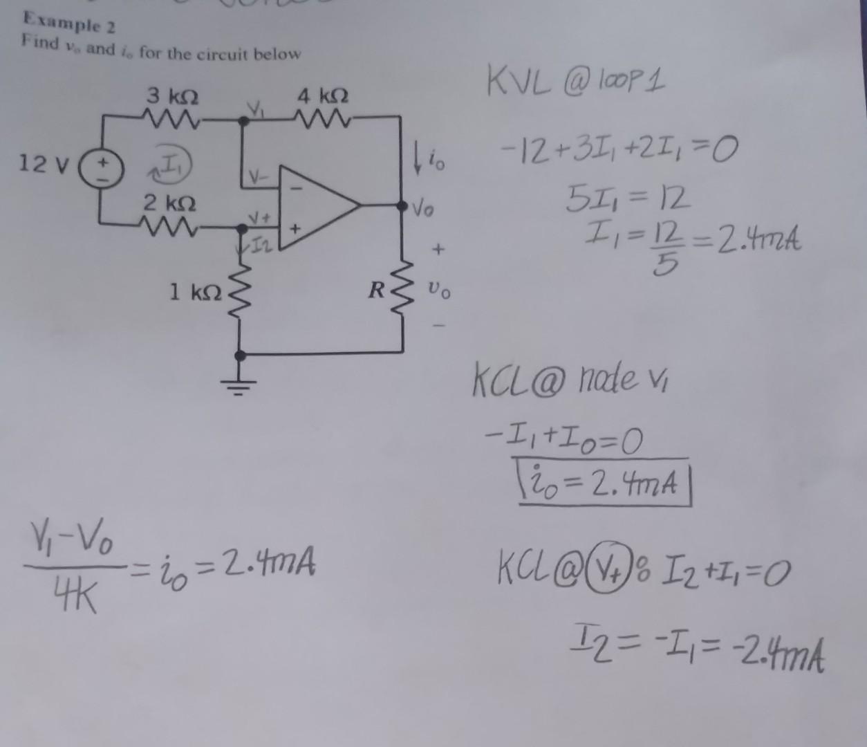 Solved Example 2 Find ve and i0 for the circuit below | Chegg.com