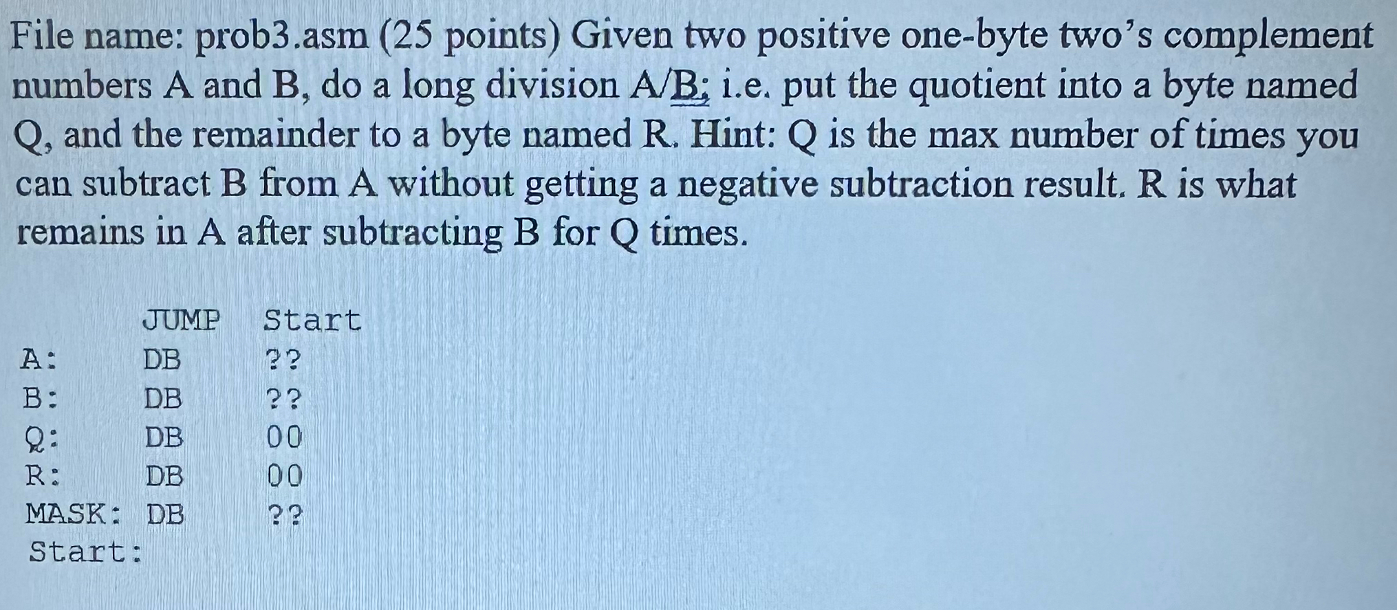 Solved File name: prob3.asm ( 25 ﻿points) ﻿Given two | Chegg.com