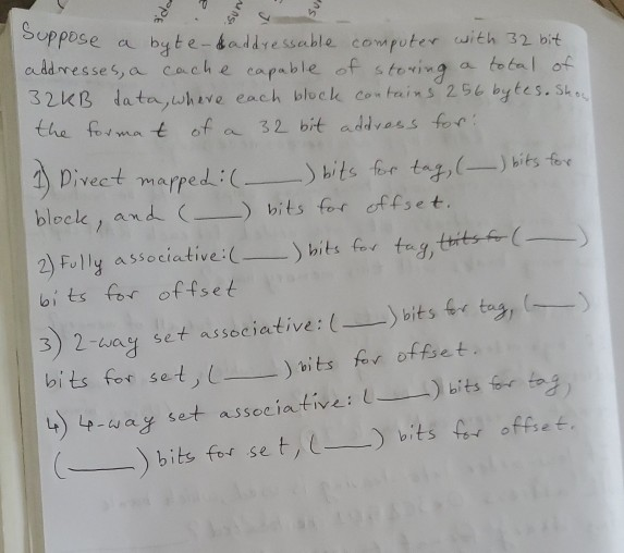 Solved Suppose a byte addressable computer with 32 bit | Chegg.com