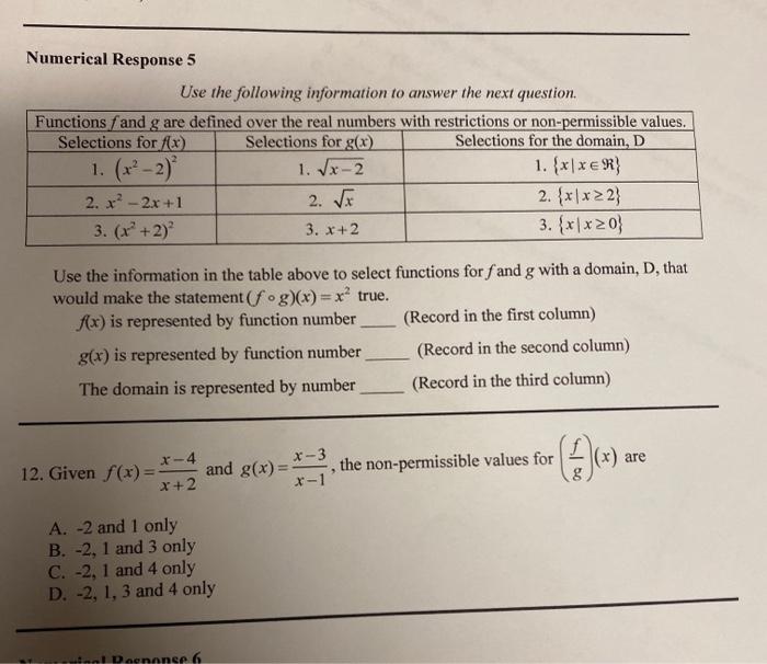 Solved Numerical Response 5 Use the following information to | Chegg.com