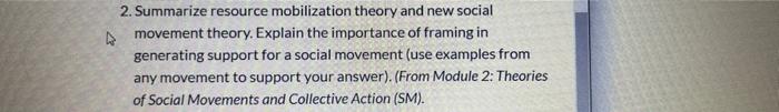 Solved 2. Summarize resource mobilization theory and new | Chegg.com