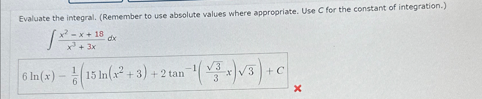Solved Evaluate the integral. (Remember to use absolute | Chegg.com