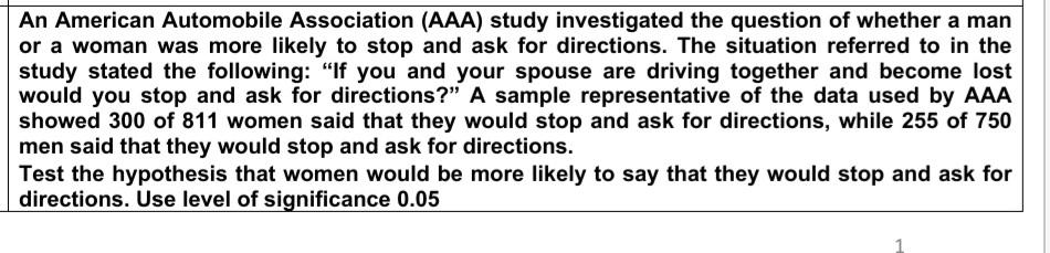 Solved An American Automobile Association (AAA) study | Chegg.com