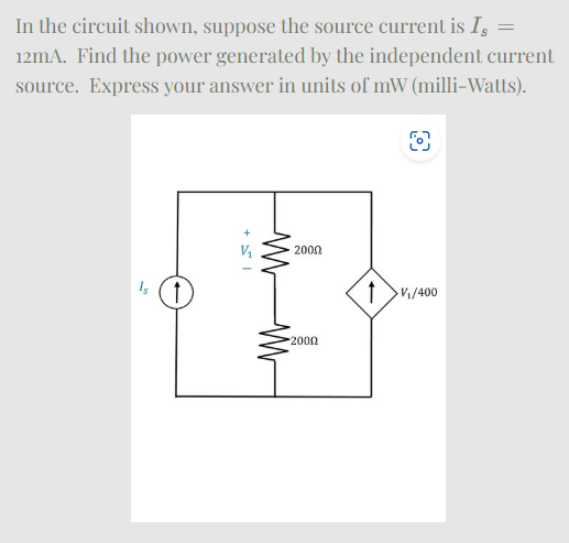 Solved In the circuit shown, suppose the source current is | Chegg.com