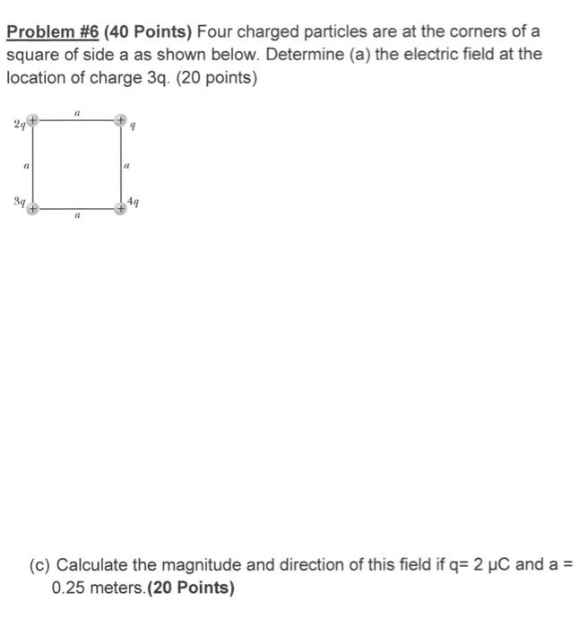 Solved Problem #6 (40 Points) Four charged particles are at | Chegg.com