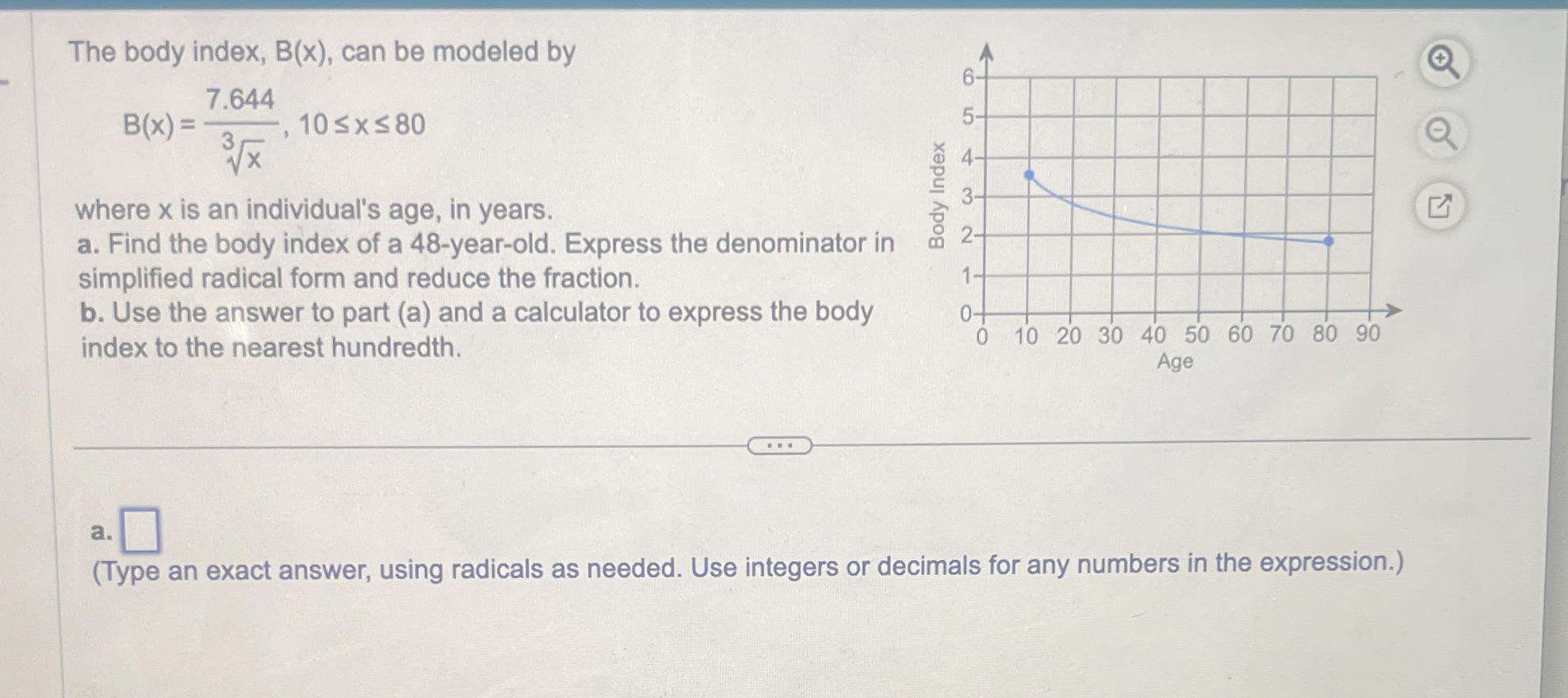 Solved The body index, B(x), ﻿can be modeled | Chegg.com