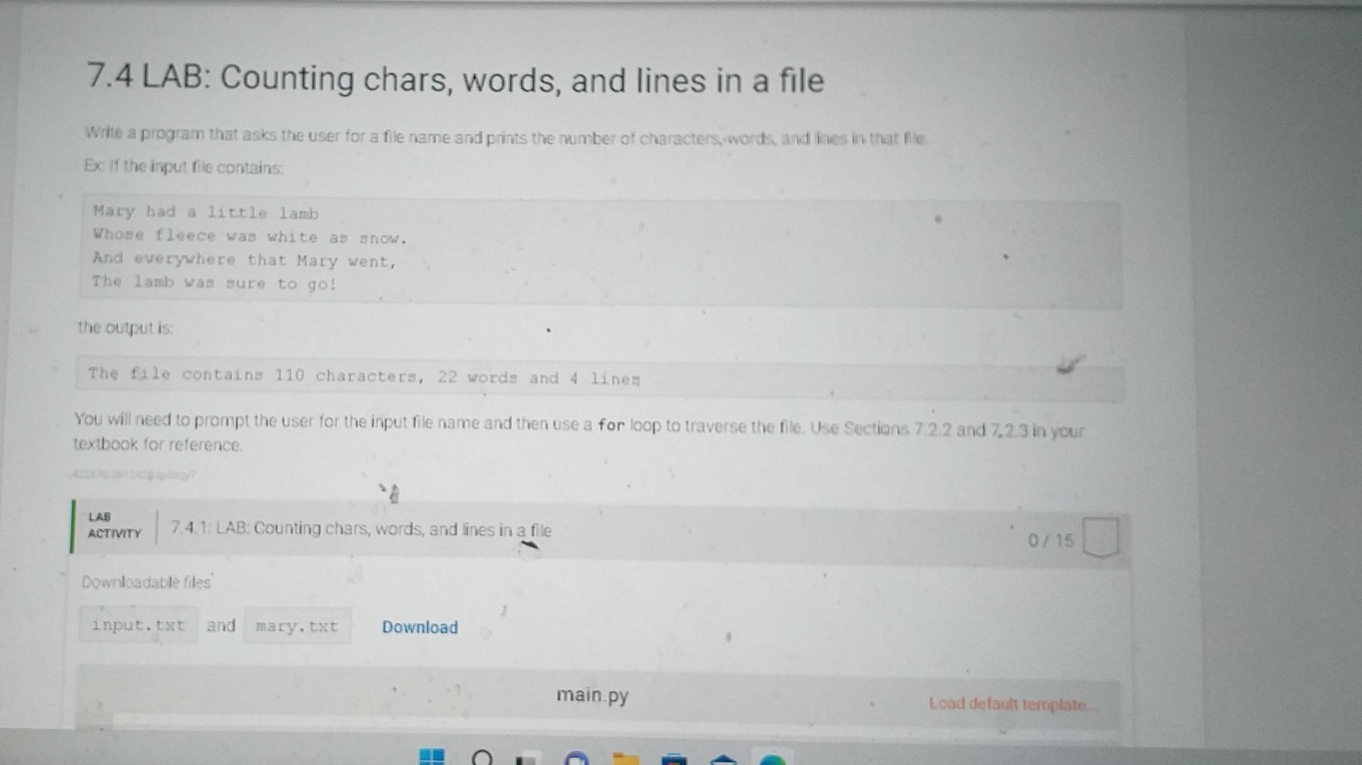 Solved 74 Lab Counting Chars Words And Lines In A File 0287