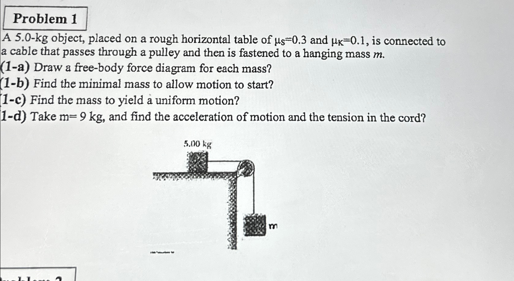 Solved Problem 1A 5.0-kg ﻿object, placed on a rough | Chegg.com