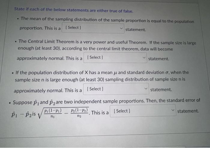 Solved State if each of the below statements are either true | Chegg.com