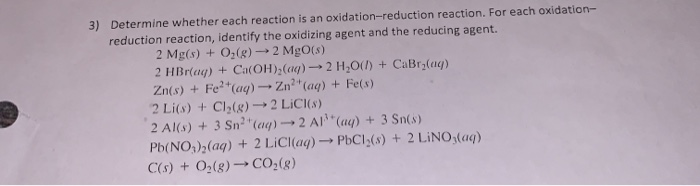 Solved 3) Determine whether each reaction is an | Chegg.com