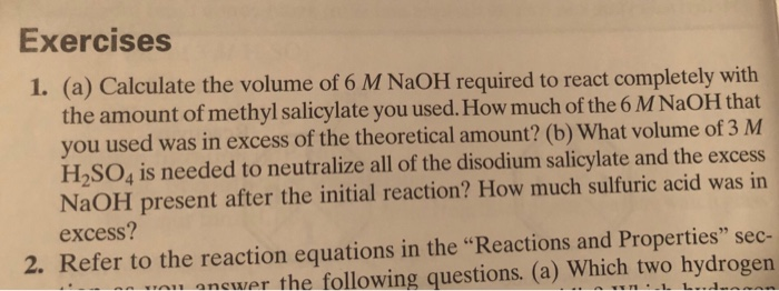 Solved a) calculate the volume of 6 M NaOH required to react | Chegg.com
