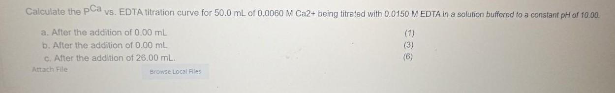 Solved Calculate the PCa vS. EDTA titration curve for 50.0 | Chegg.com