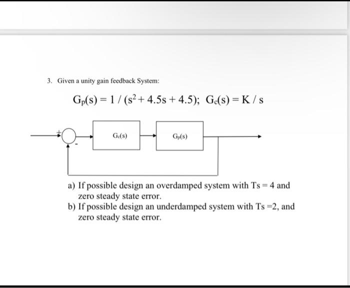 Solved 3. Given a unity gain feedback System: | Chegg.com