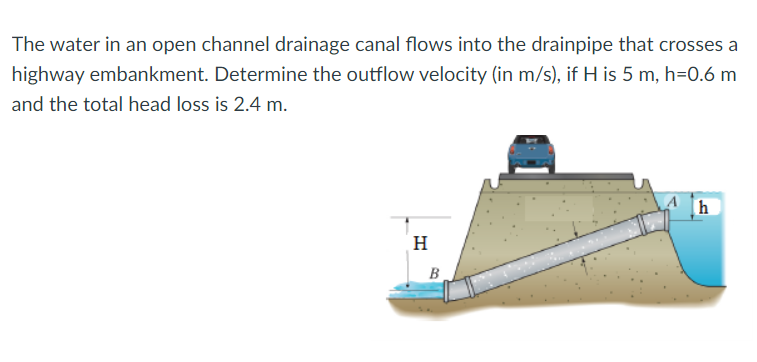Solved The water in an open channel drainage canal flows | Chegg.com