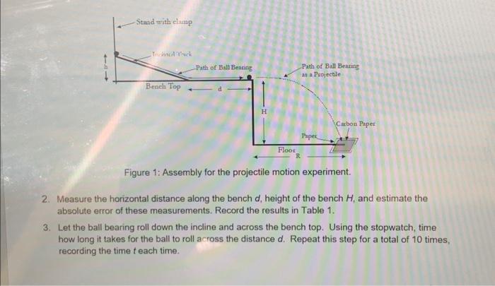 Section C- Experiment 1: Projectile Motion. Re: | Chegg.com