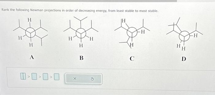 Solved Rank the following Newman projections in order of | Chegg.com
