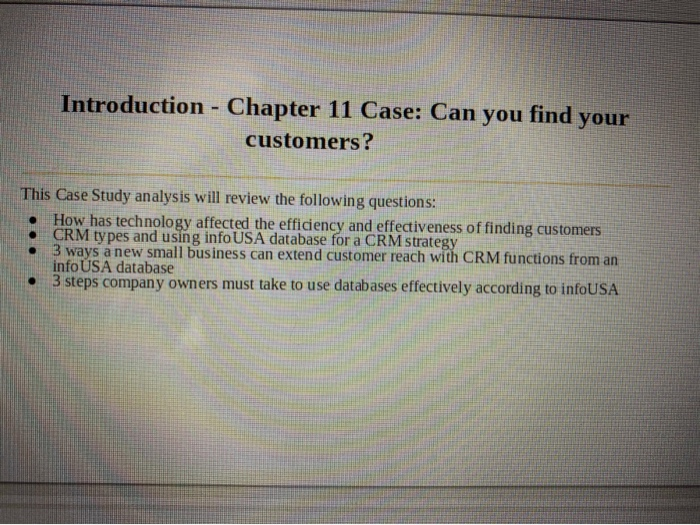 Solved Introduction - Chapter 11 Case: Can you find your | Chegg.com