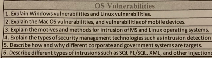 Solved OS Vulnerabilities 1. Explain Windows vulnerabilities | Chegg.com