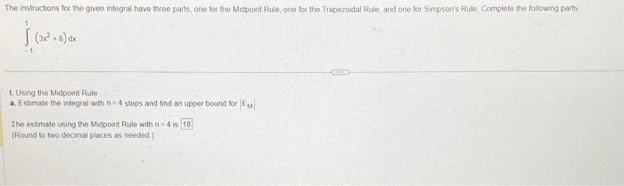 Solved The instructions for the given integral have three | Chegg.com