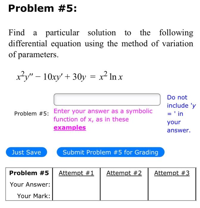 Find a particular solution to the following | Chegg.com
