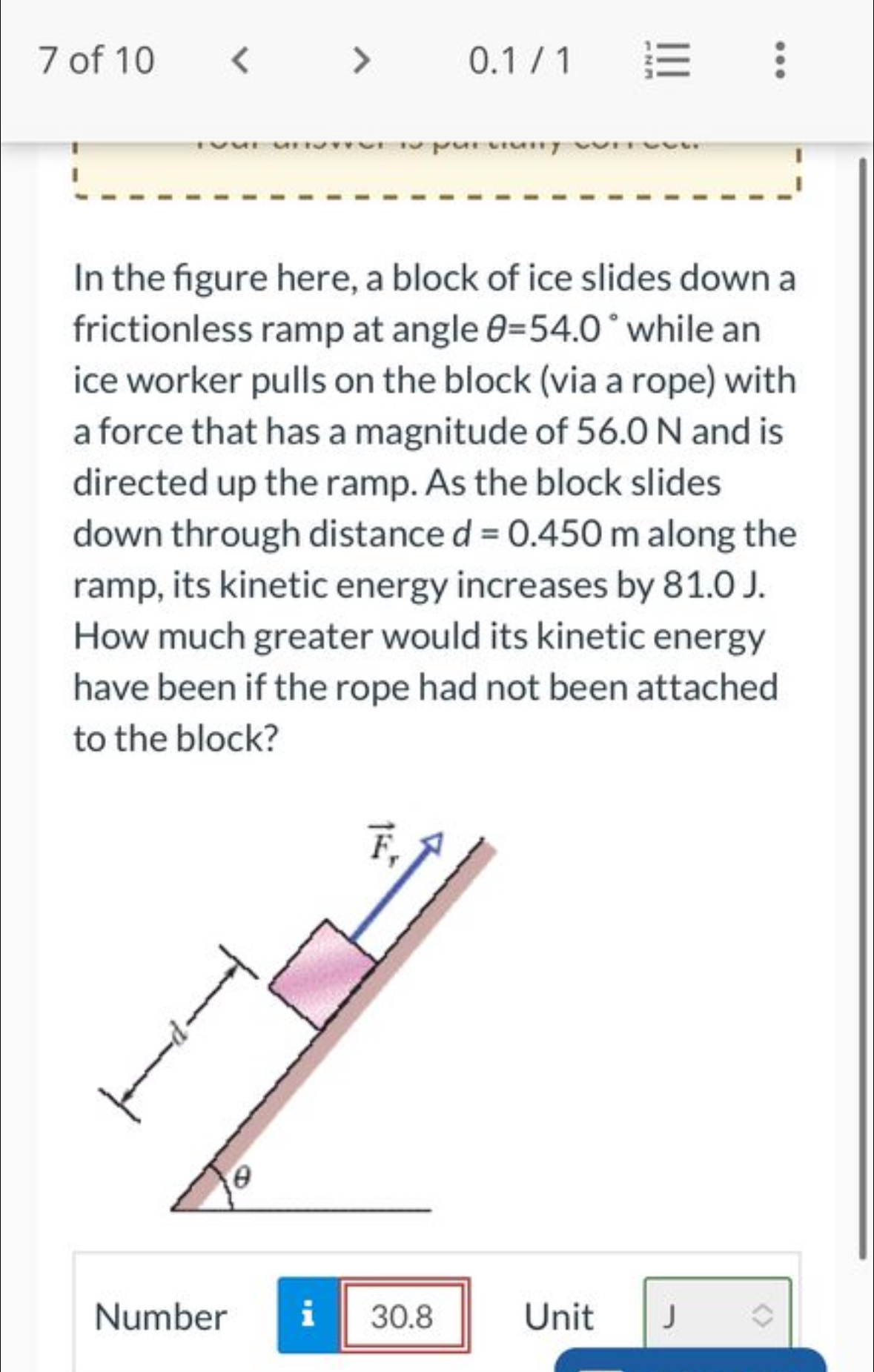 Solved 7 ﻿of 100.11In the figure here, a block of ice slides | Chegg.com