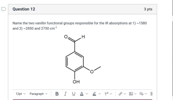 Solved Name the two vanillin functional groups responsible | Chegg.com