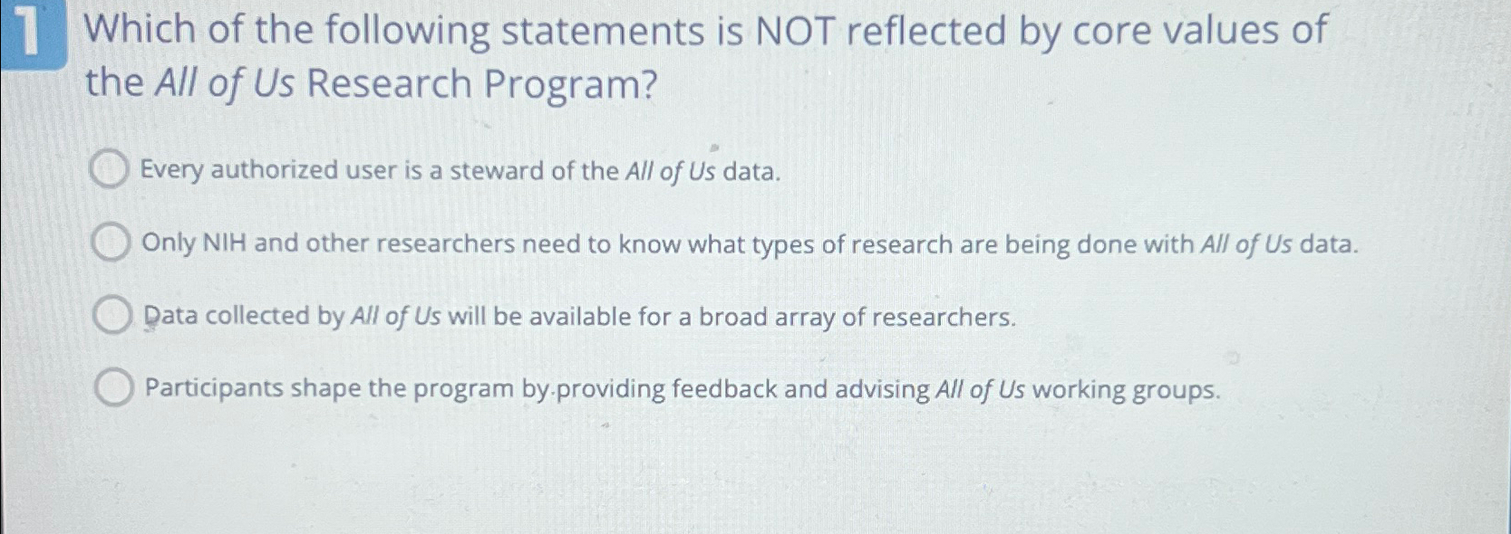 Solved 1 ﻿Which of the following statements is NOT reflected | Chegg.com