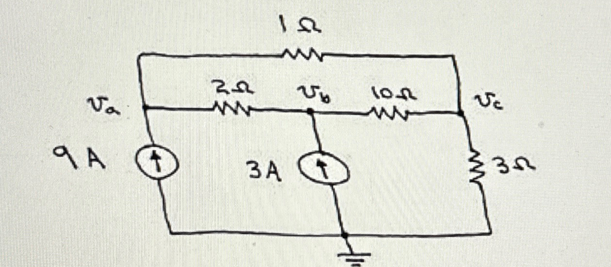 Solved Find the node voltages Va, ﻿Vb,and Vc for the circuit | Chegg.com