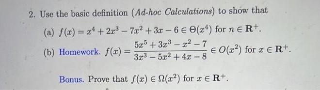 Solved 2. Use the basic definition (Ad-hoc Calculations) to | Chegg.com