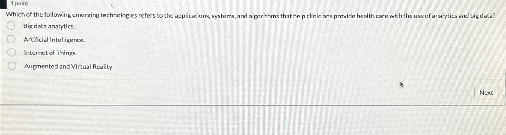 Solved 1 ﻿pointWhich of the following emerging technologies | Chegg.com