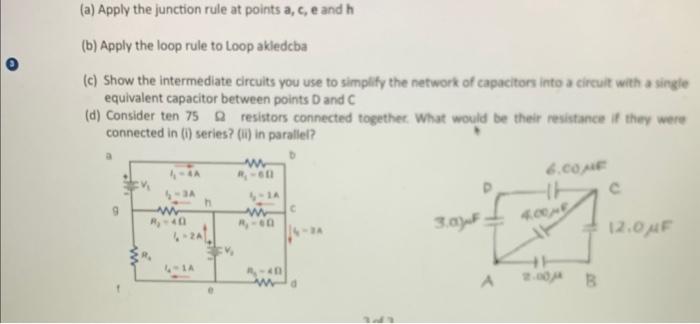 Solved (a) Apply the junction rule at points a, c, e and h | Chegg.com