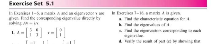 Solved In Exercises 1−6, a matrix A and an eigenvector v are | Chegg.com