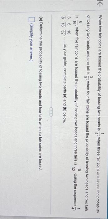 Solved When two fair coins are tossed the probability of | Chegg.com